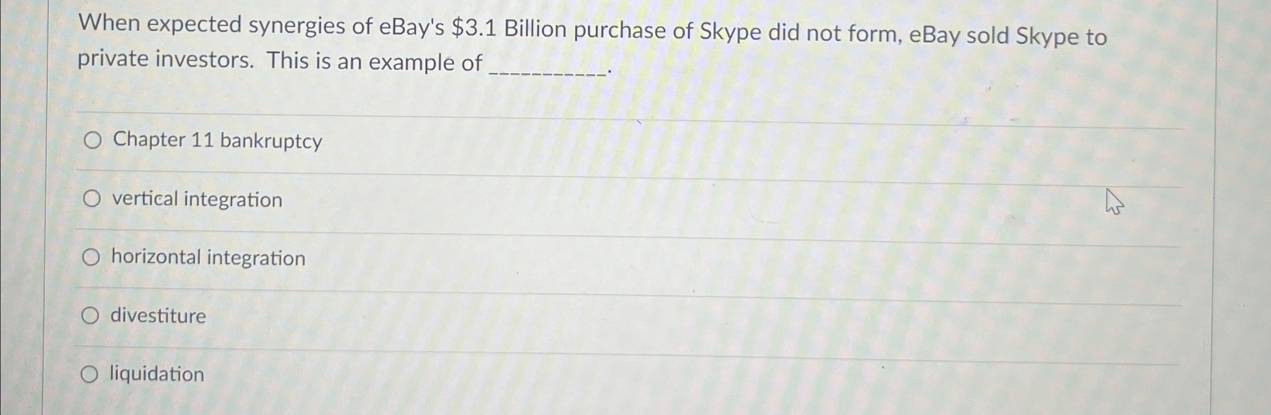 Solved When expected synergies of eBay's $3.1 ﻿Billion | Chegg.com