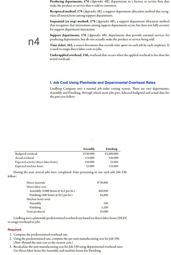Solved Producing departments, 176 (Appendix 4B), departments | Chegg.com