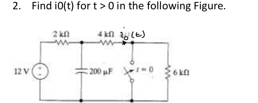 Find iO(t) ﻿for t>0 ﻿in the following Figure. | Chegg.com