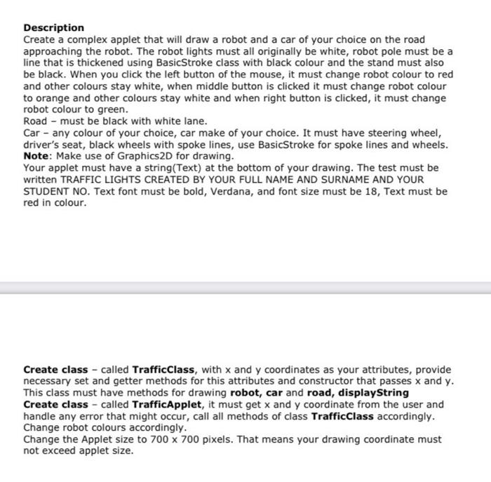 Solved following the description given below use java syntax | Chegg.com