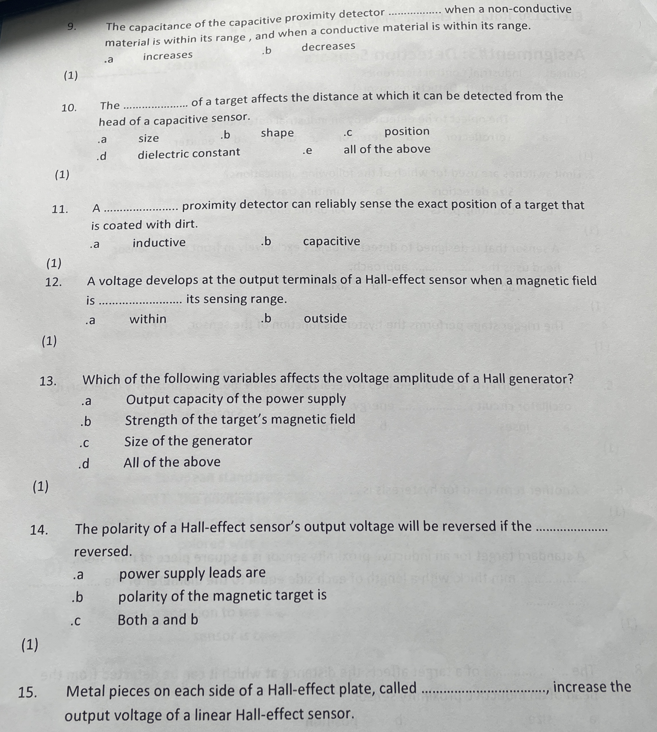 Solved The capacitance of the capacitive proximity | Chegg.com