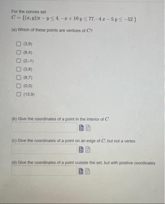 Solved For the convex set | Chegg.com