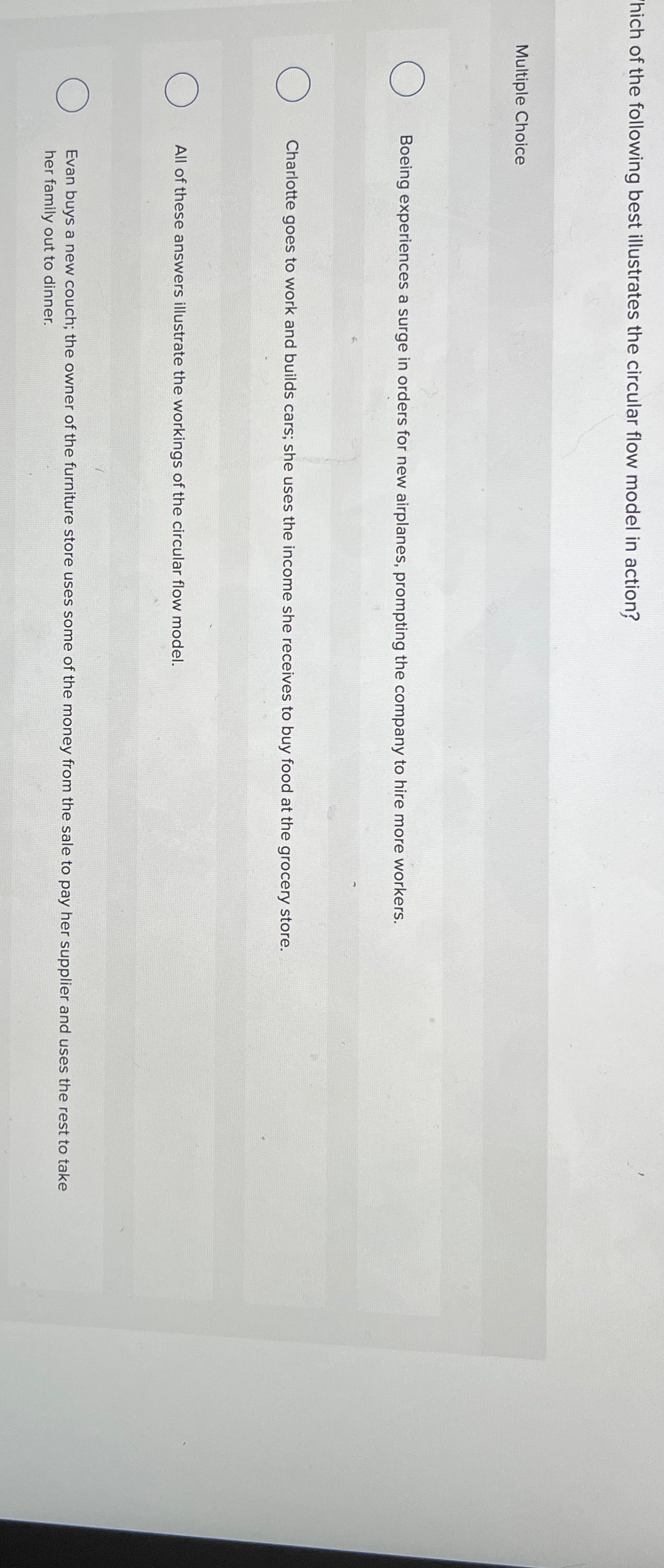 Solved hich of the following best illustrates the circular | Chegg.com