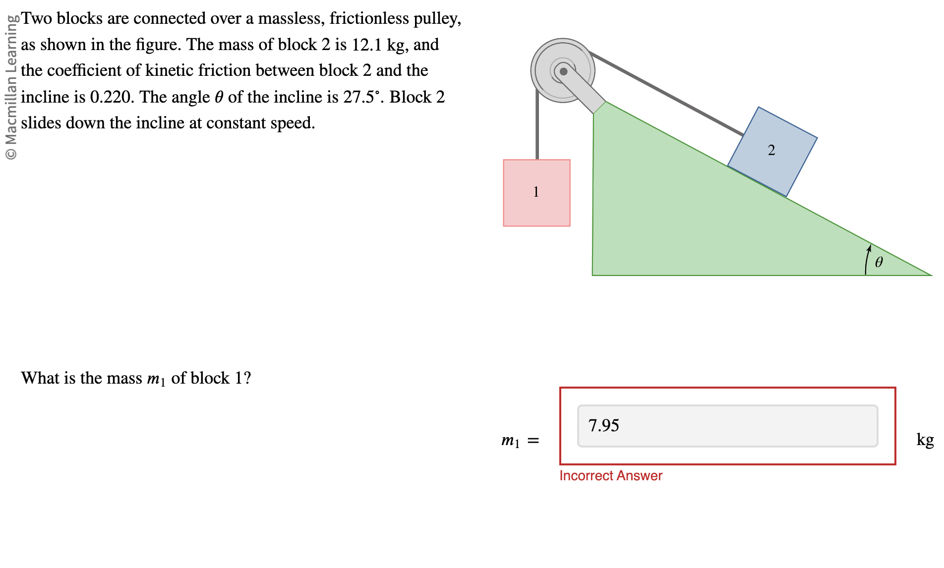 Solved Two blocks are connected over a massless, | Chegg.com