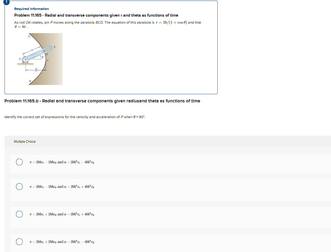 Solved Required InformationProblem 11.165 - ﻿Radial and | Chegg.com