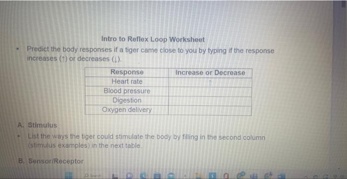 Solved Intro to Reflex Loop Worksheet - Predict the body | Chegg.com