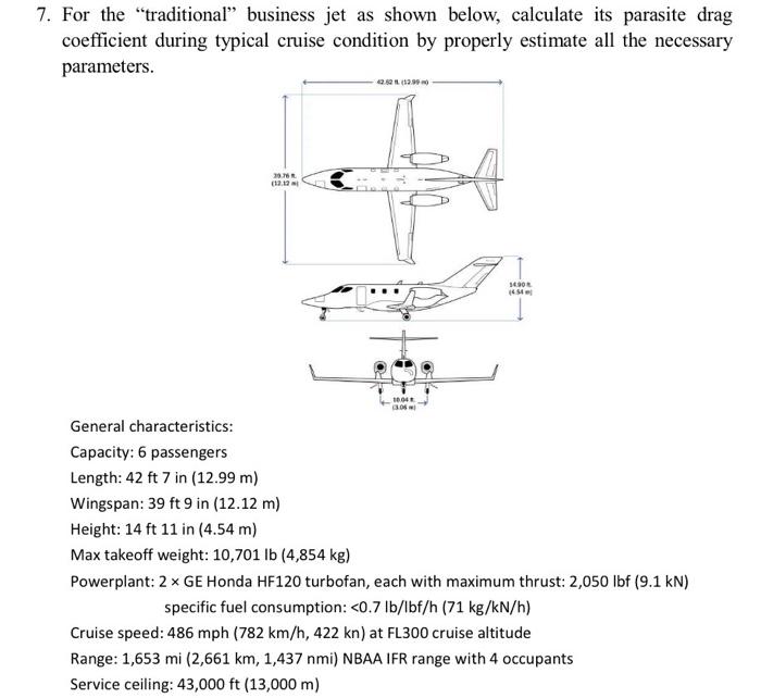 7. For the "traditional business jet as shown below, | Chegg.com