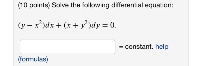 Solved (10 points) Solve the following differential | Chegg.com