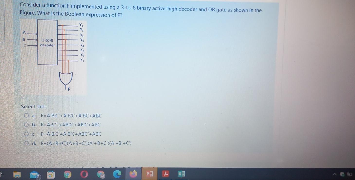 Solved Consider A Function Fimplemented Using A 3 To 8