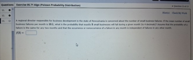 Solved QuestionsExercise 05.71 ﻿Algo (Poisson Probability | Chegg.com