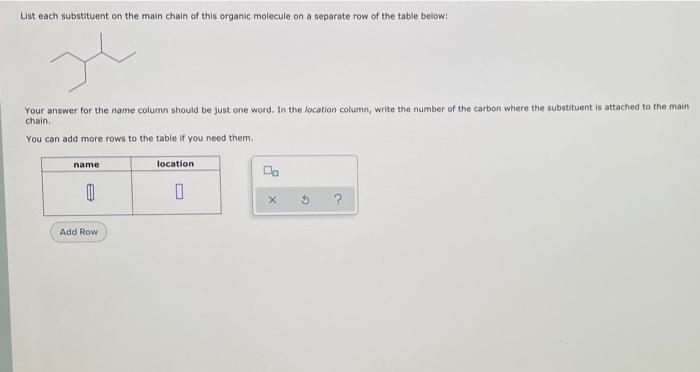 Solved List each substituent on the main chain of this | Chegg.com
