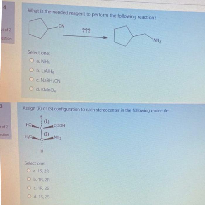 Solved What is the needed reagent to perform the following | Chegg.com