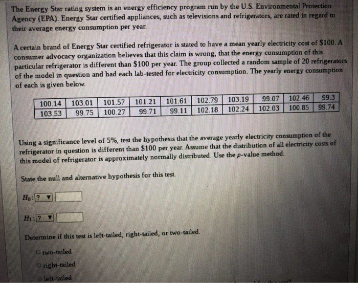 Solved The Energy Star rating system is an energy efficiency | Chegg.com