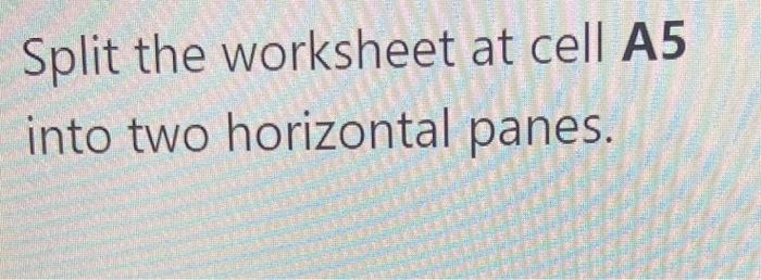 Split the worksheet at cell A5 into two horizontal | Chegg.com