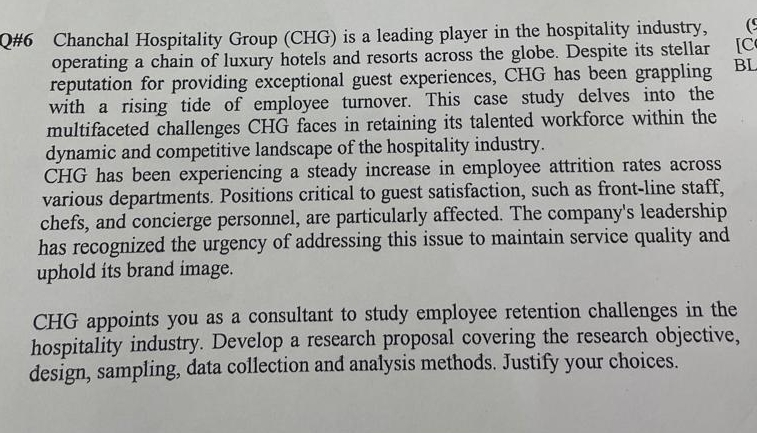 Solved Q#6 ﻿Chanchal Hospitality Group (CHG) ﻿is a leading | Chegg.com