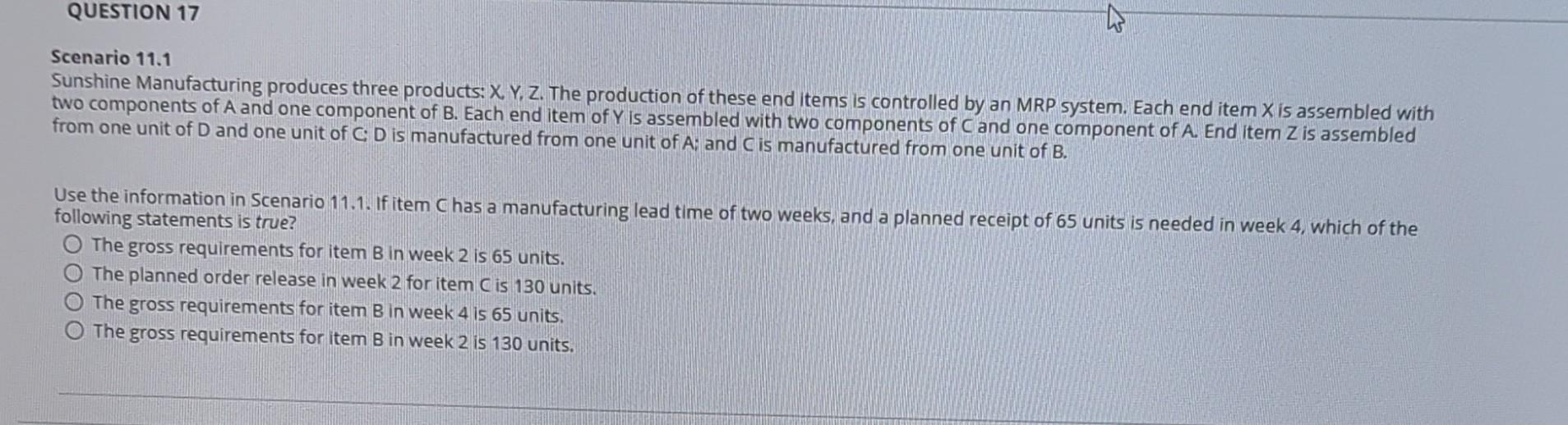 Solved Scenario 11.1 Sunshine Manufacturing produces three | Chegg.com