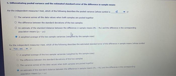 Solved 5. Differentiating pooled variance and the estimated | Chegg.com