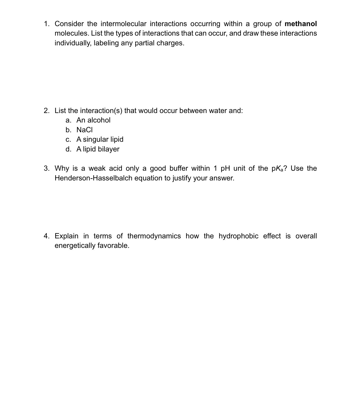 Solved Consider the intermolecular interactions occurring | Chegg.com