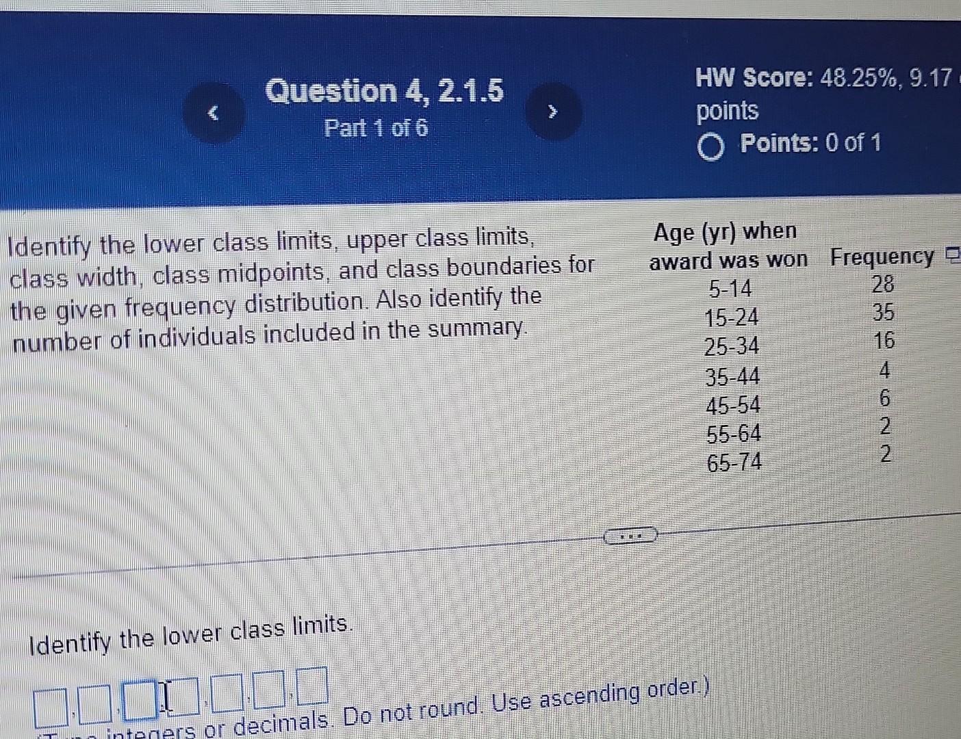 Solved Identify The Lower Class Limits Chegg