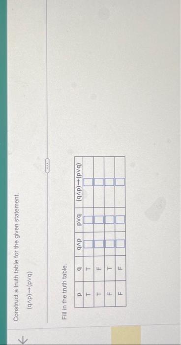 Solved Construct a truth table for the given statement. | Chegg.com