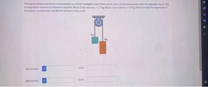 Solved The figure shows two blocks connected by a cord (of | Chegg.com