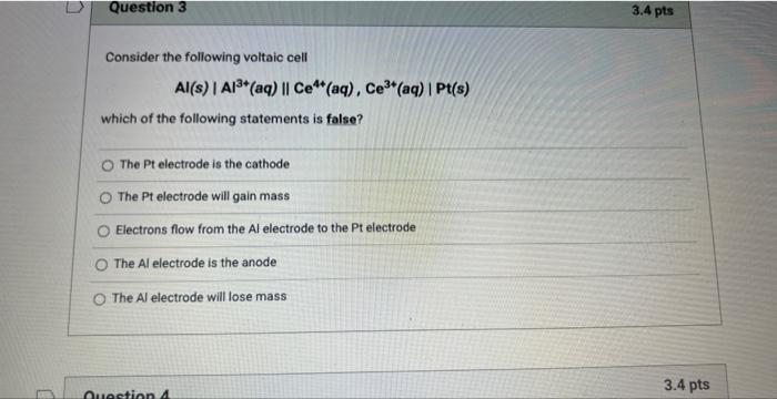 Solved Consider the following voltaic cell | Chegg.com