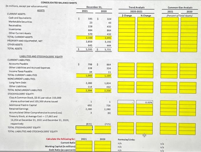 Solved 2. Income Statements Tab and Balance Sheets Tab a. | Chegg.com