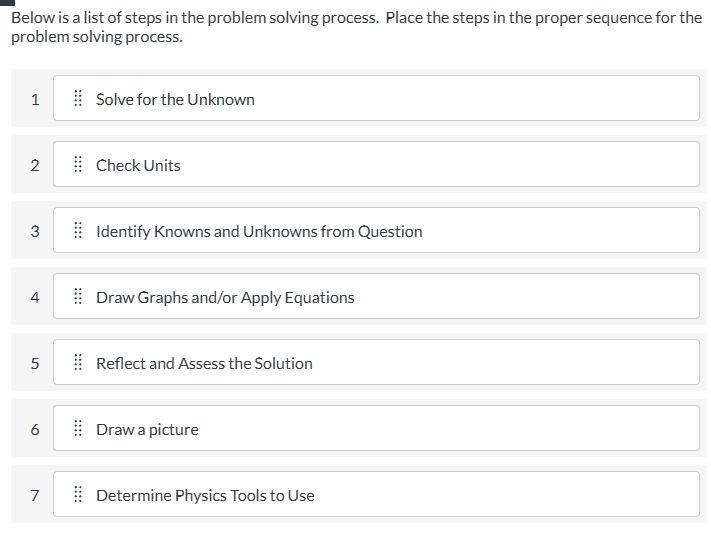 Solved Below is a list of steps in the problem solving | Chegg.com