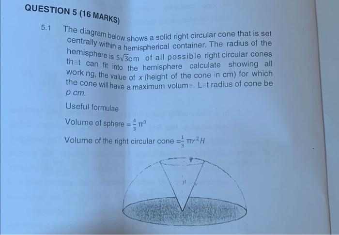 is set centrally within a hemispherical container. | Chegg.com
