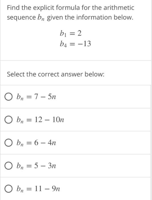 Solved Find the explicit formula for the geometric sequence | Chegg.com