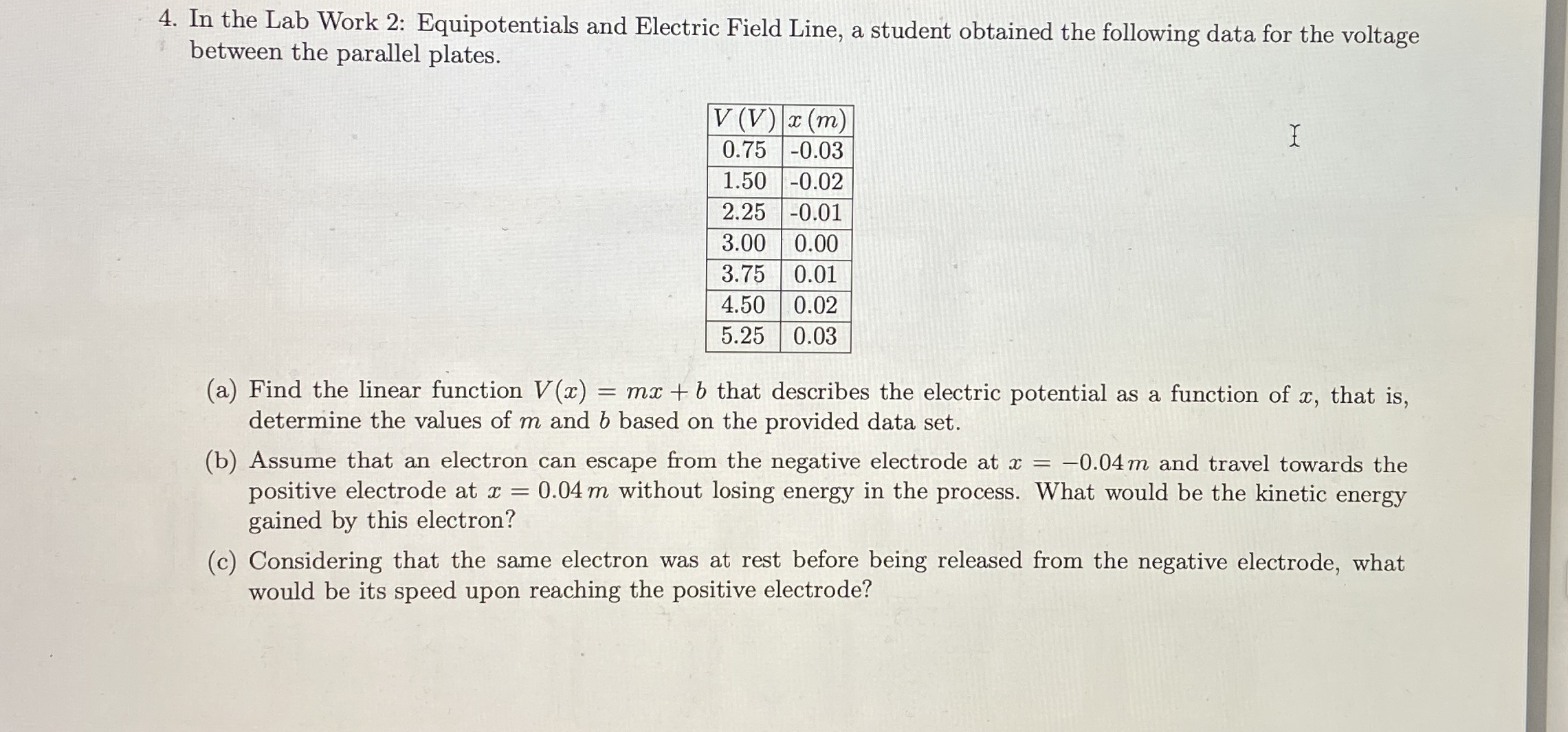 Solved In the Lab Work 2: Equipotentials and Electric Field | Chegg.com