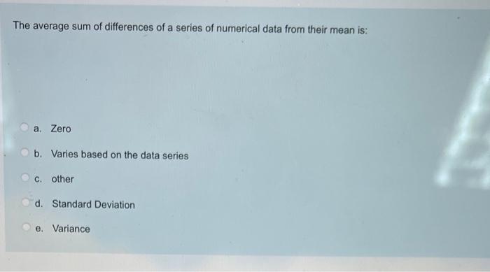 Solved The average sum of differences of a series of | Chegg.com