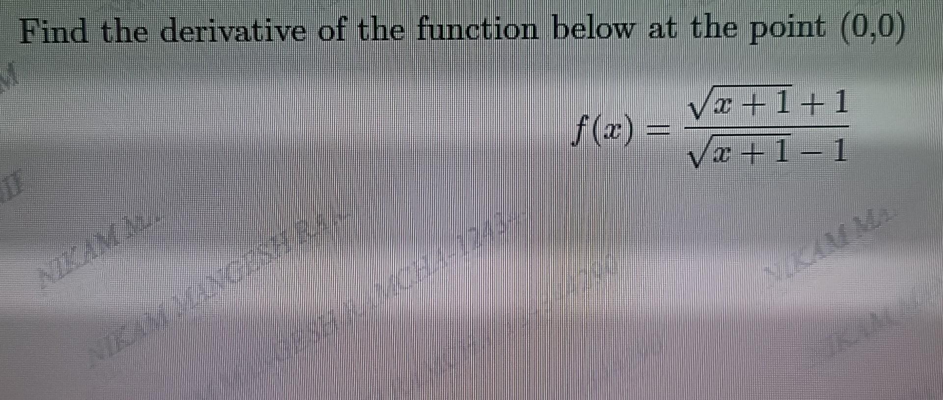 Solved Find the derivative of the function below at the | Chegg.com