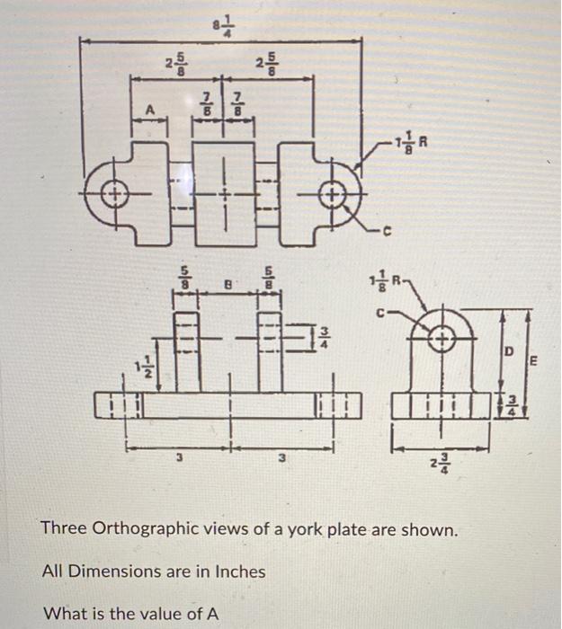 Solved Three Orthographic views of a york plate are shown. | Chegg.com