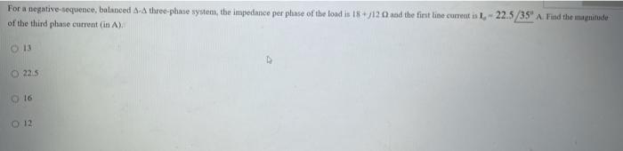 Solved For a negative-sequence, balanced a three-phase | Chegg.com