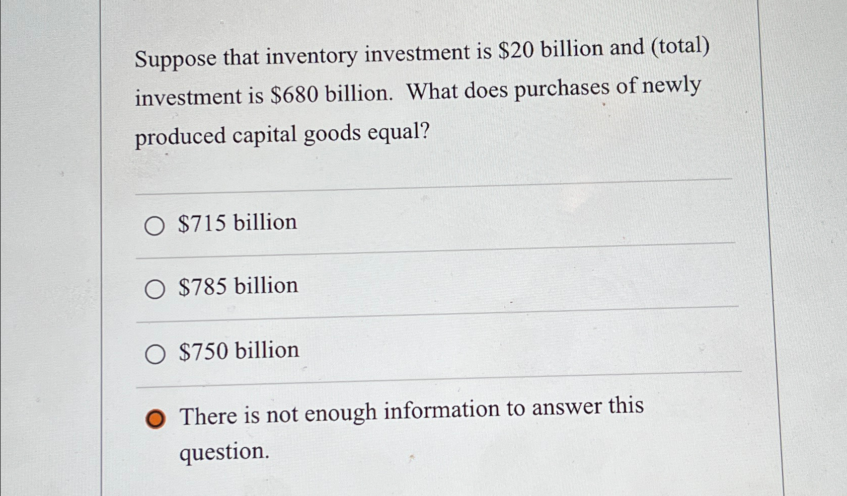 Solved Suppose that inventory investment is $20 ﻿billion and | Chegg.com