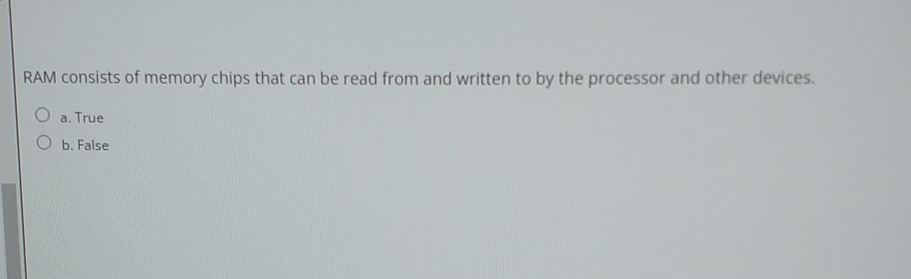 Solved RAM consists of memory chips that can be read from | Chegg.com