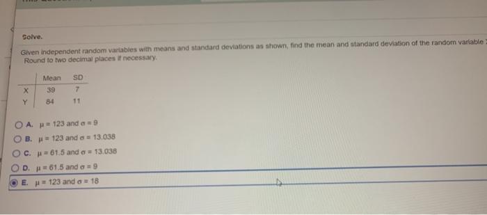 Solved Solve. Given independent random variables with means | Chegg.com