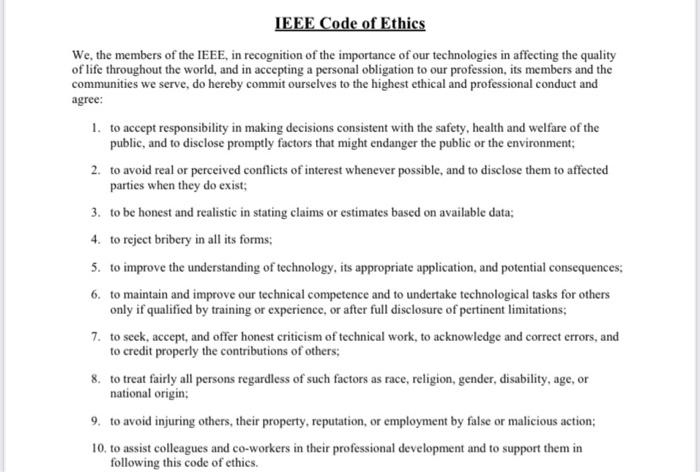 Solved We, the members of the IEEE, in recognition of the | Chegg.com
