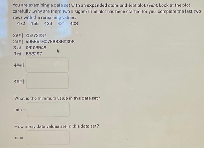 Solved You are examining a data set with an expanded | Chegg.com