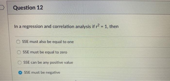 Solved Question 12 In a regression and correlation analysis | Chegg.com