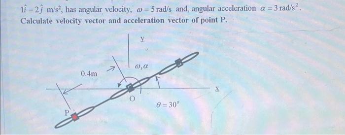 Solved 1i^−2j^ m/s2, has angular velocity, ω=5rad/s and, | Chegg.com