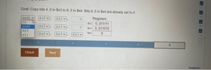 Solved Goal: Copy bits 4.0 in $s3 to 9.5 in \$s4. Bits 9.5 | Chegg.com