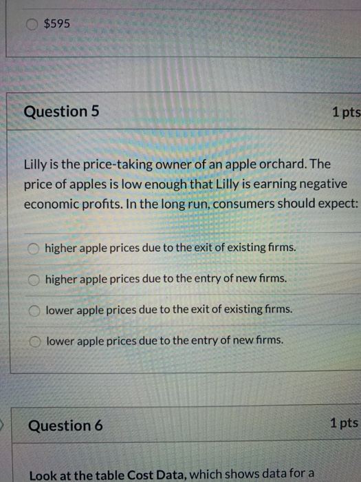 Solved Look at the table Lilly's Apple Orchard. Lilly is the | Chegg.com