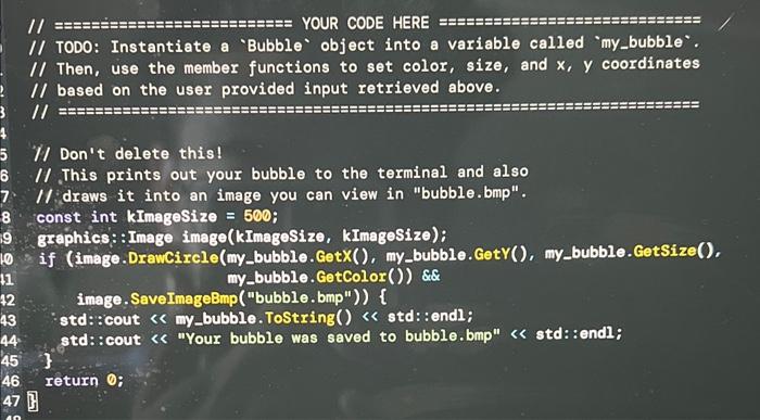 In this problem, you will use the Bubble class to | Chegg.com