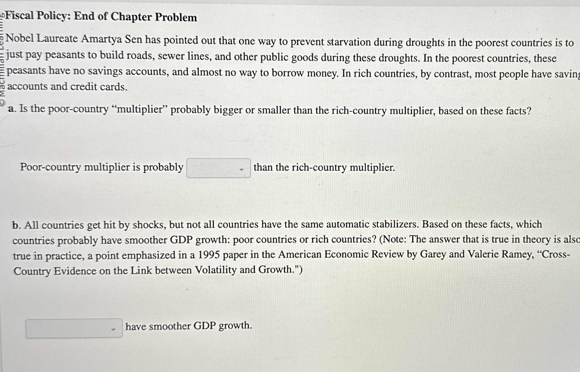 Solved Fiscal Policy: End of Chapter ProblemNobel Laureate | Chegg.com