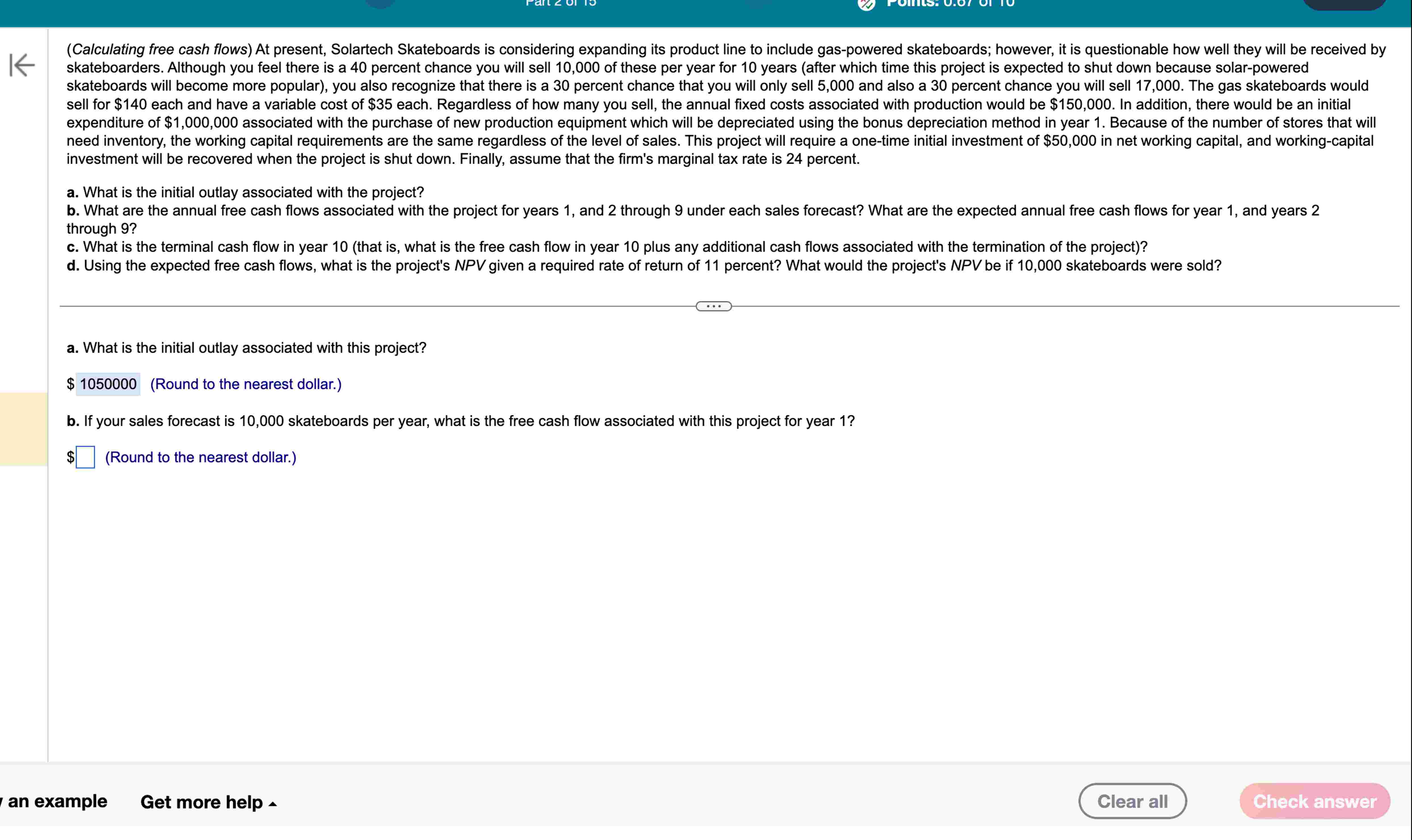Solved (Calculating free cash flows) ﻿At present, Solartech | Chegg.com