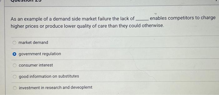Solved As an example of a demand side market failure the | Chegg.com