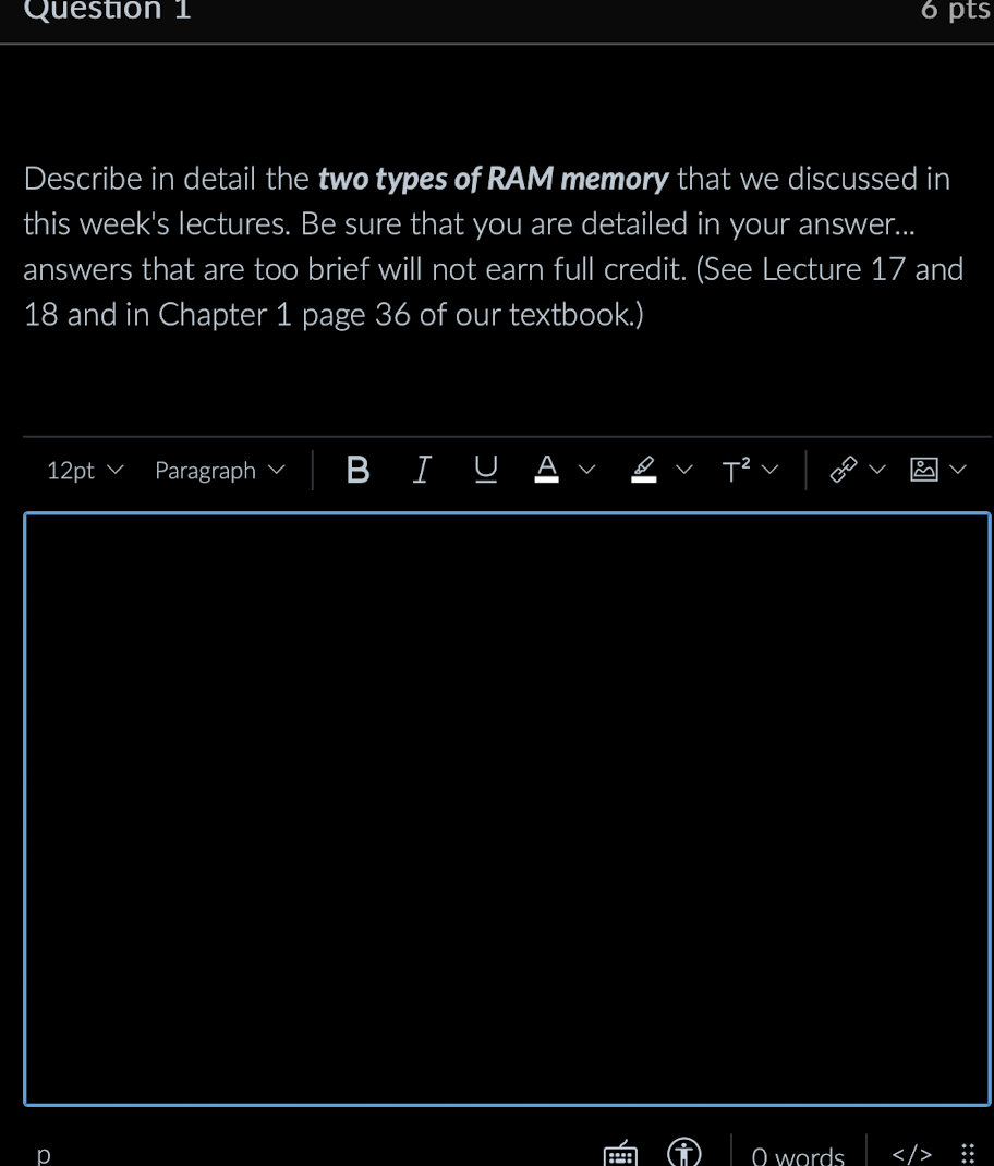 Solved Describe in detail the two types of RAM memory that | Chegg.com