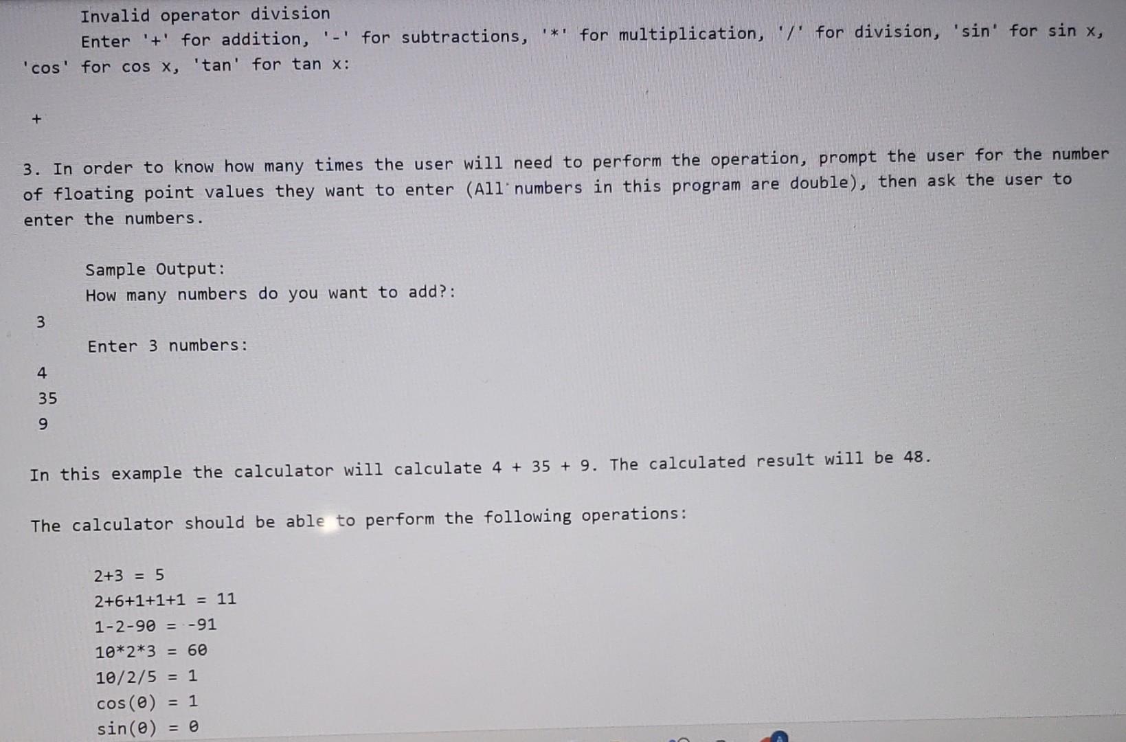 Project 1 Specifications and Examples SUBMISSION | Chegg.com